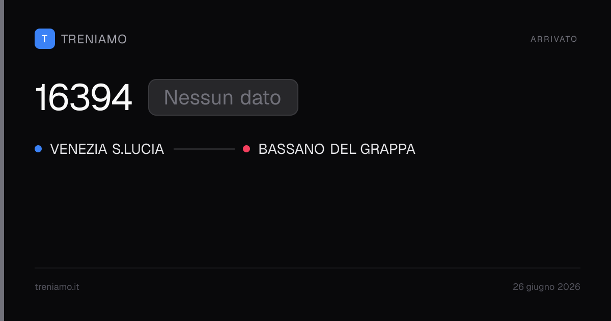 Regionale 16394 oggi: orari, ritardo, fermate in tempo reale | Treniamo