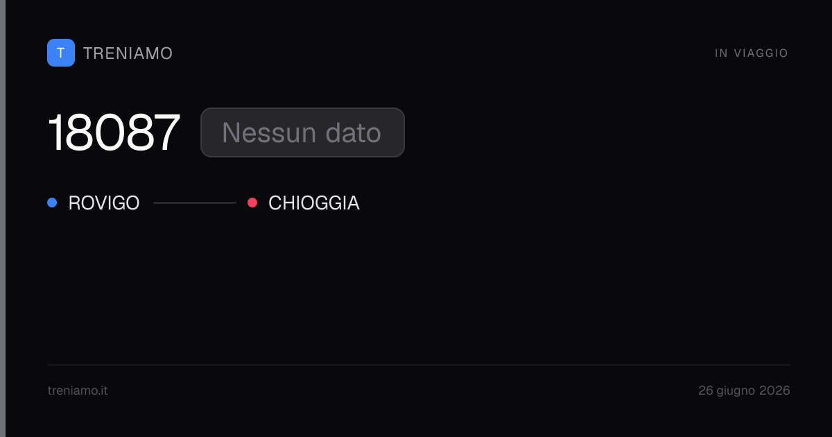 Regionale 18087 oggi: orari, ritardo, fermate in tempo reale | Treniamo