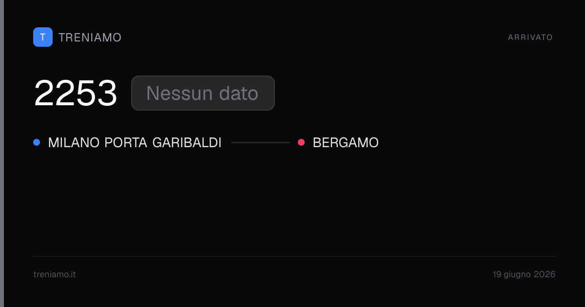 Regionale 2253 oggi: orari, ritardo, fermate in tempo reale | Treniamo